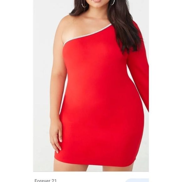 Forever 21 | Dresses | Plus Sizeone Shoulder Reddress | Poshmark
